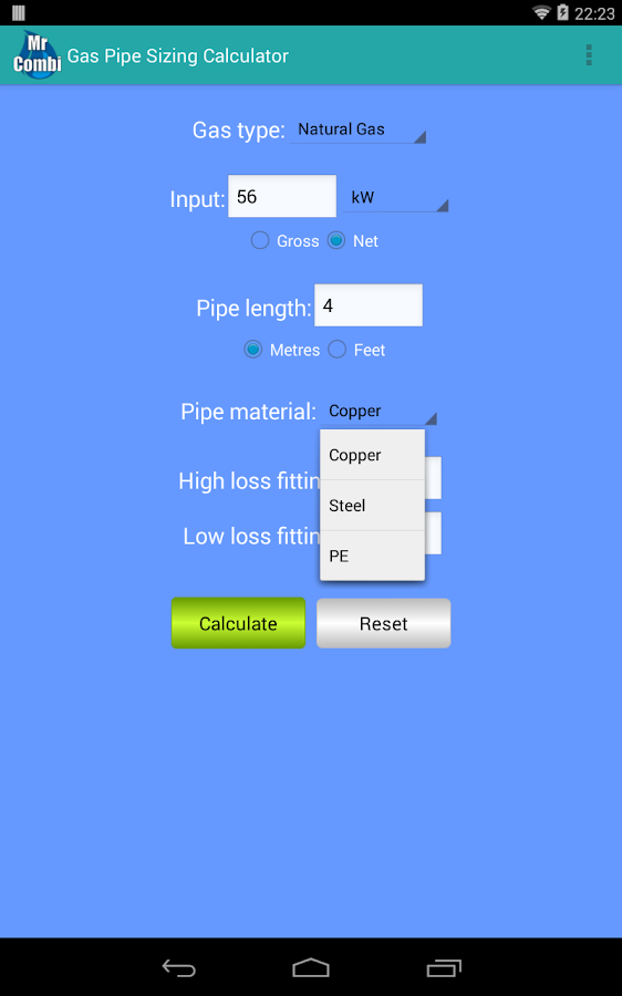 Gas Pipe Sizing Calculator - Android Apps on Google Play