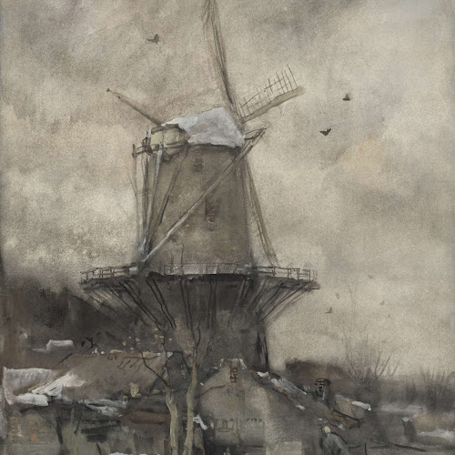 Een molen in de winter, Jacob Maris, 1847 - 1899 - Rijksmuseum