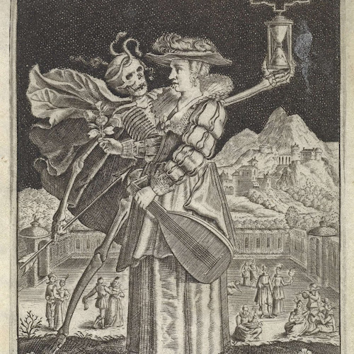 Jonge vrouw aangesproken door de Dood, Jan van de Sande, 1610 - 1664 ...