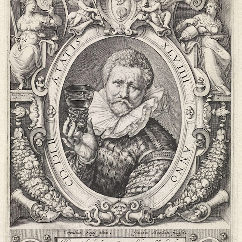 Portret van Vincent Jacobsz. Coster, Jacob Matham, after Cornelis Ketel ...